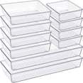 Drawer Organizer 10Pack Large Clear Plastic 3 Size Versatile Bathroom ...