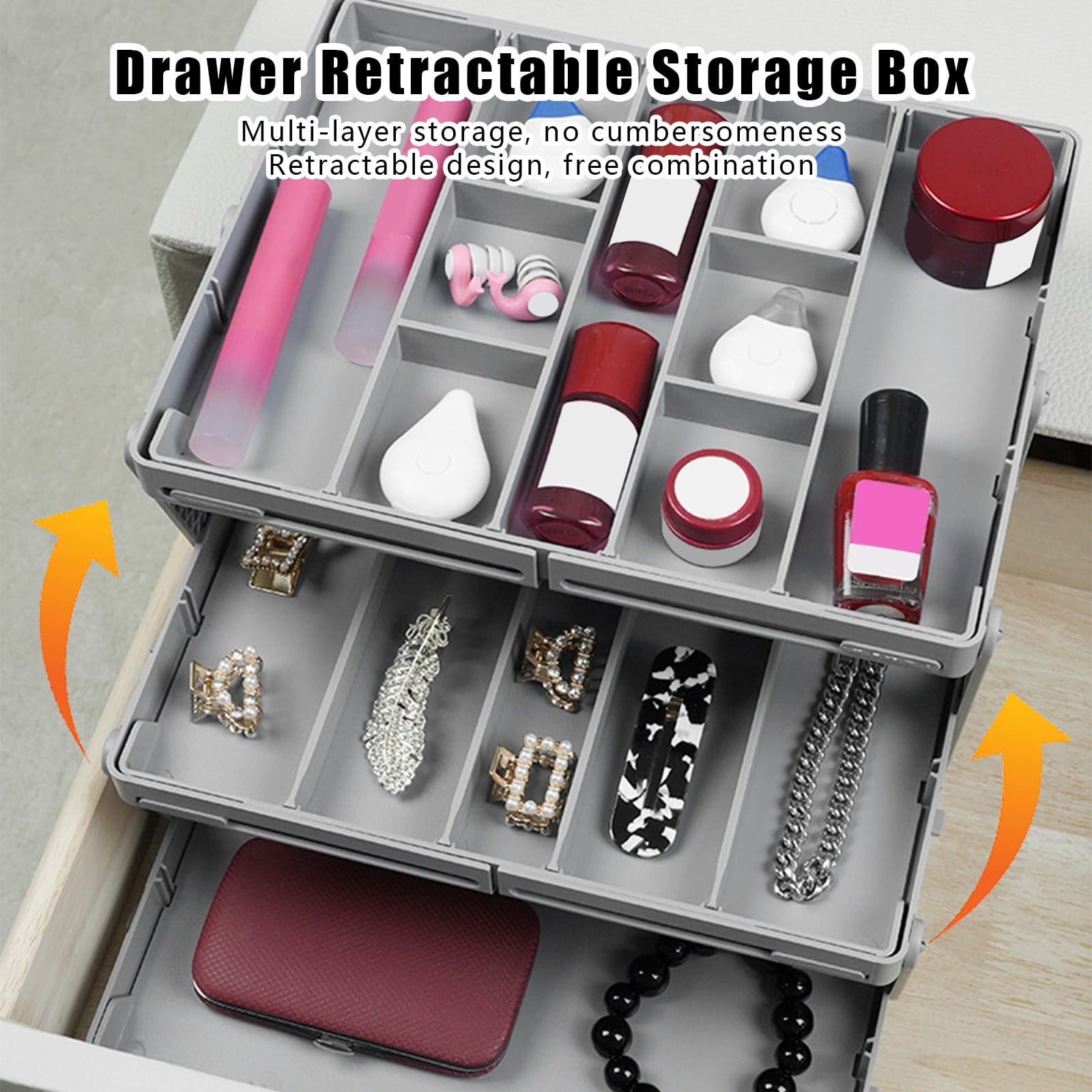Drawer Organizer, 2/3 Tier Collapsible Expandable Multi Level Drawer ...