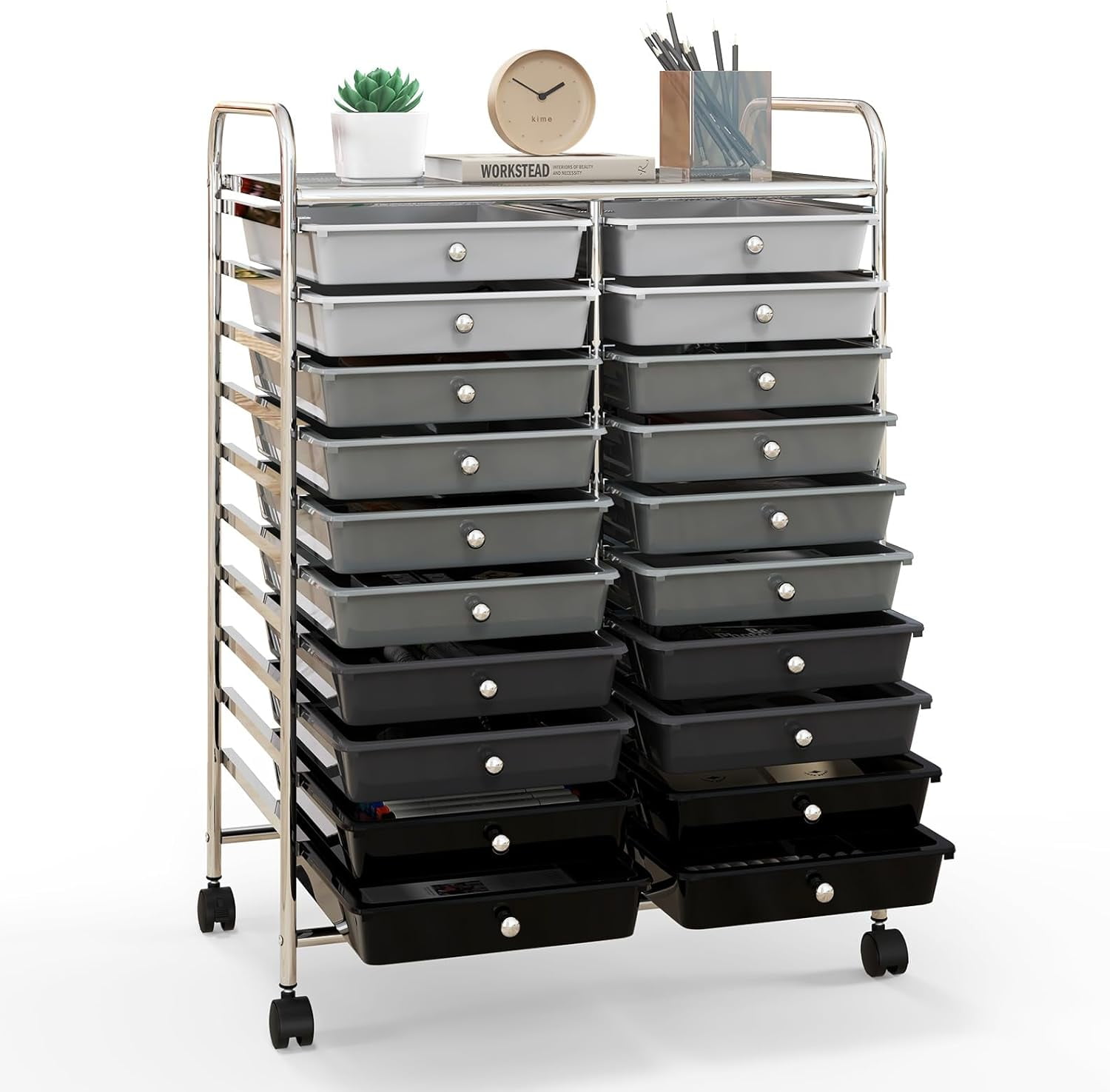Drawer Organizer Cart Tools, Mobile Utility Storage Cart with Removable ...