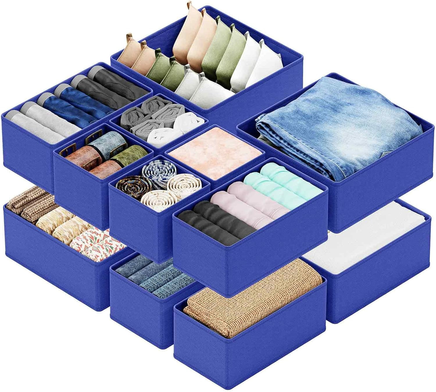 Drawer Organizer Clothes, 12 Pack Dresser Organizer Bins for Nursery ...