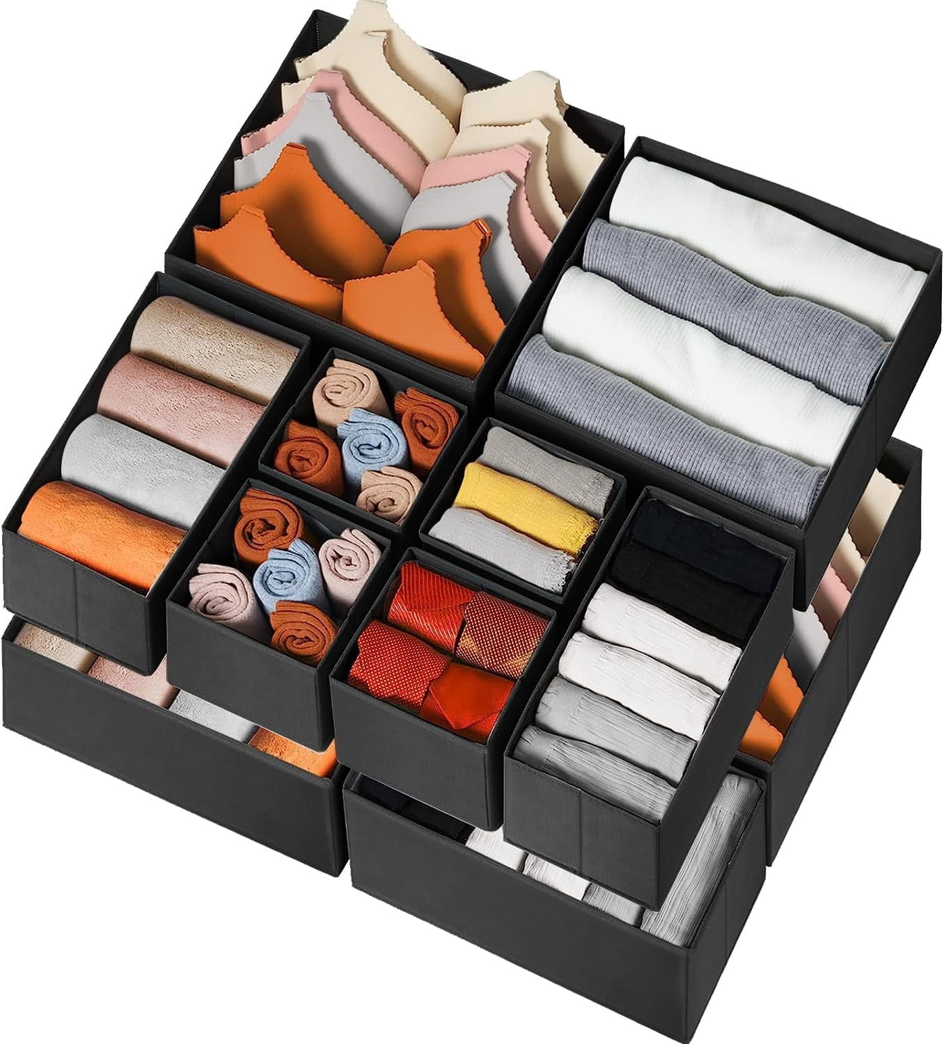 Drawer Organizer Clothes 12 Pack - Odorless Closet Organizers and ...
