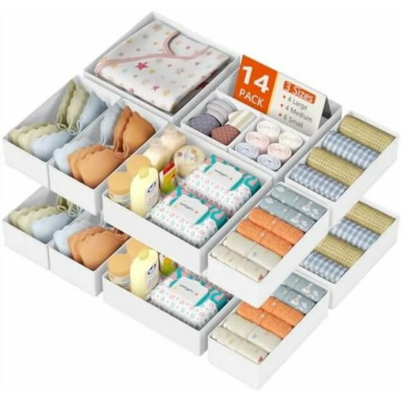 Drawer Organizer Clothes, 14 Pack Dresser Organizer, Foldable Closet ...