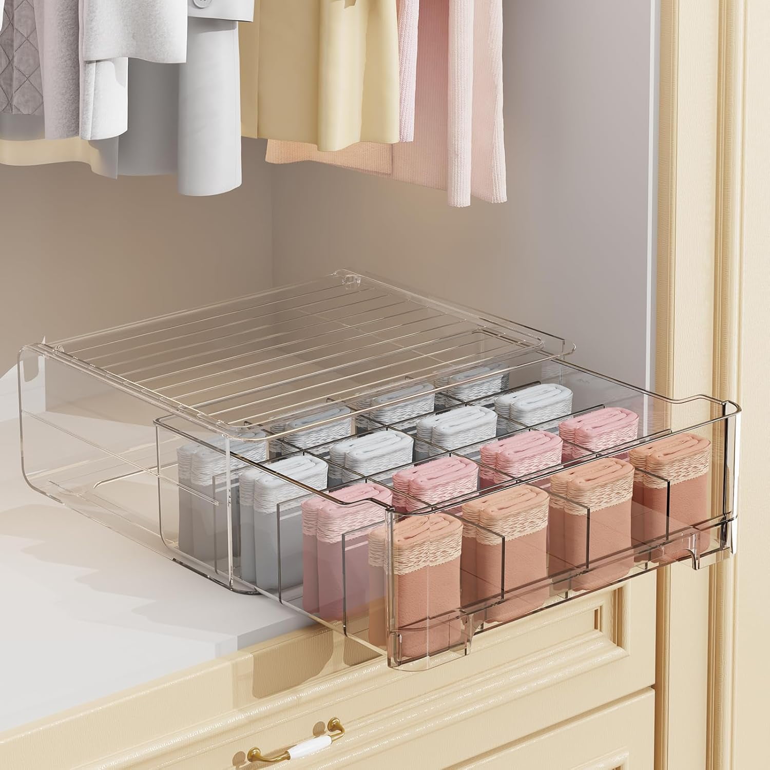 Drawer Organizer Clothes, 16 Cell Sock Underwear Bra Organizer for ...
