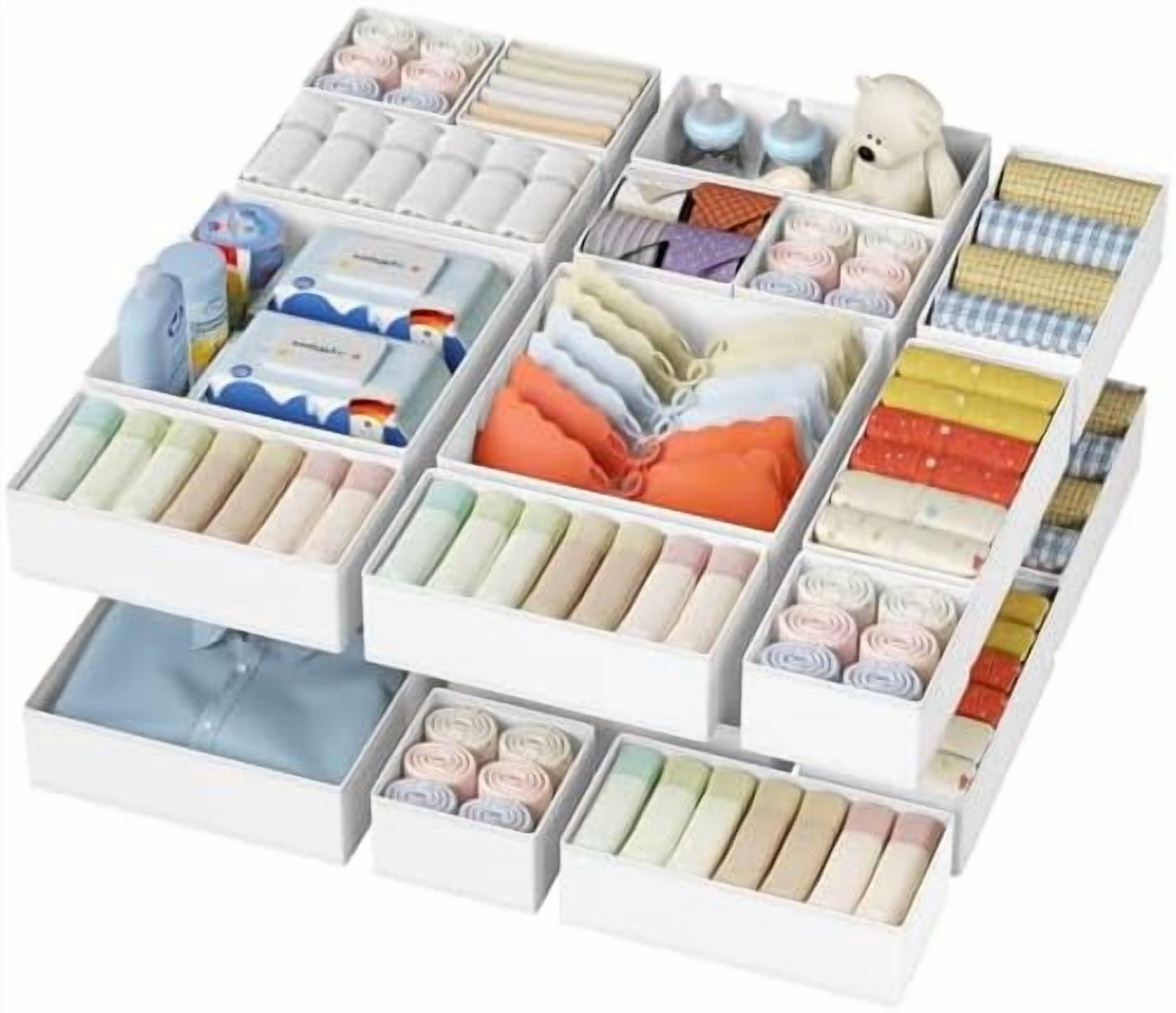 Drawer Organizer Clothes - 20 Pack Closet Drawer Organizer Bins for ...