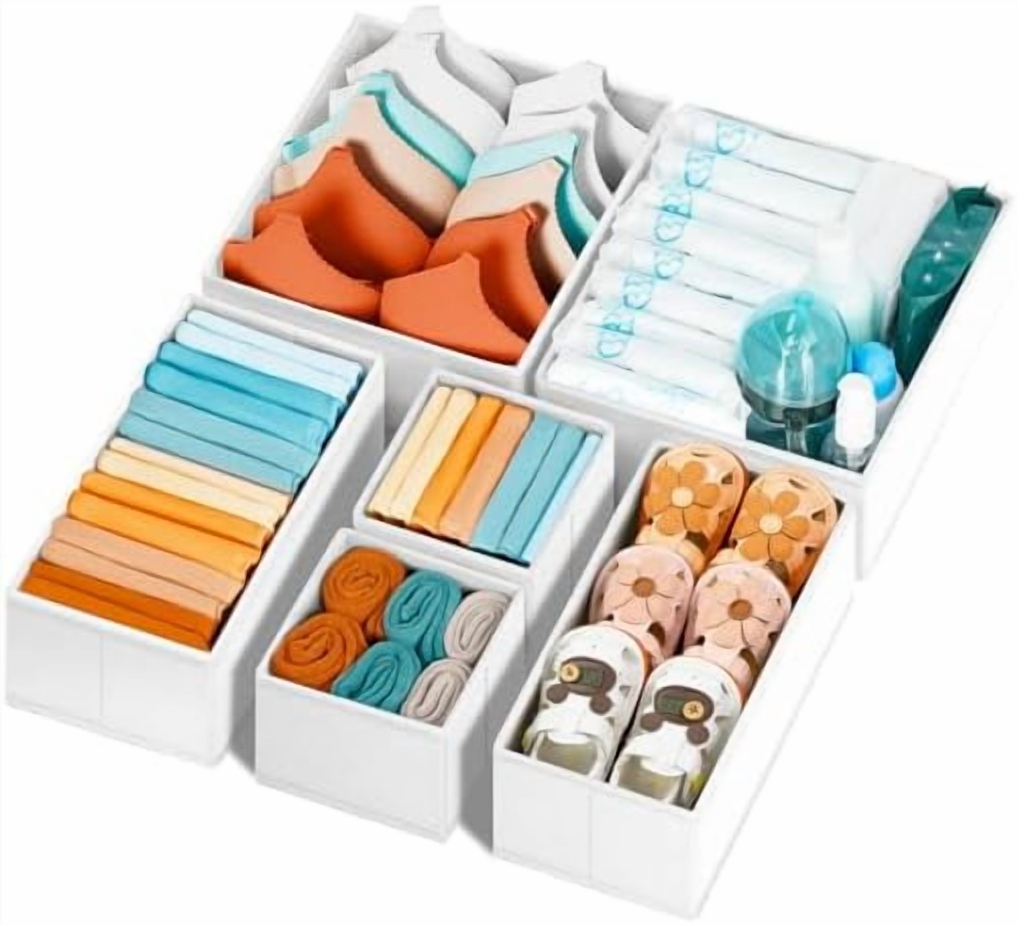 Drawer Organizer Clothes 6 Pack White- Dresser Organizer Bins for ...