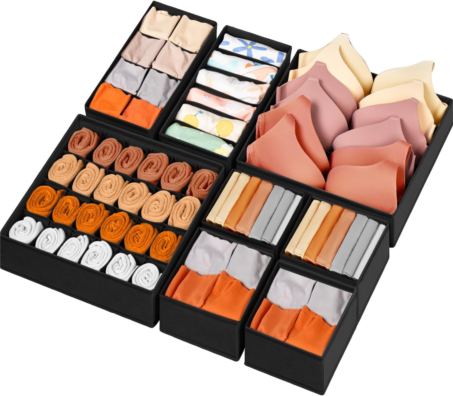Drawer Organizer Clothes with Dividers, 8 Pack Dresser Organizer Bins ...
