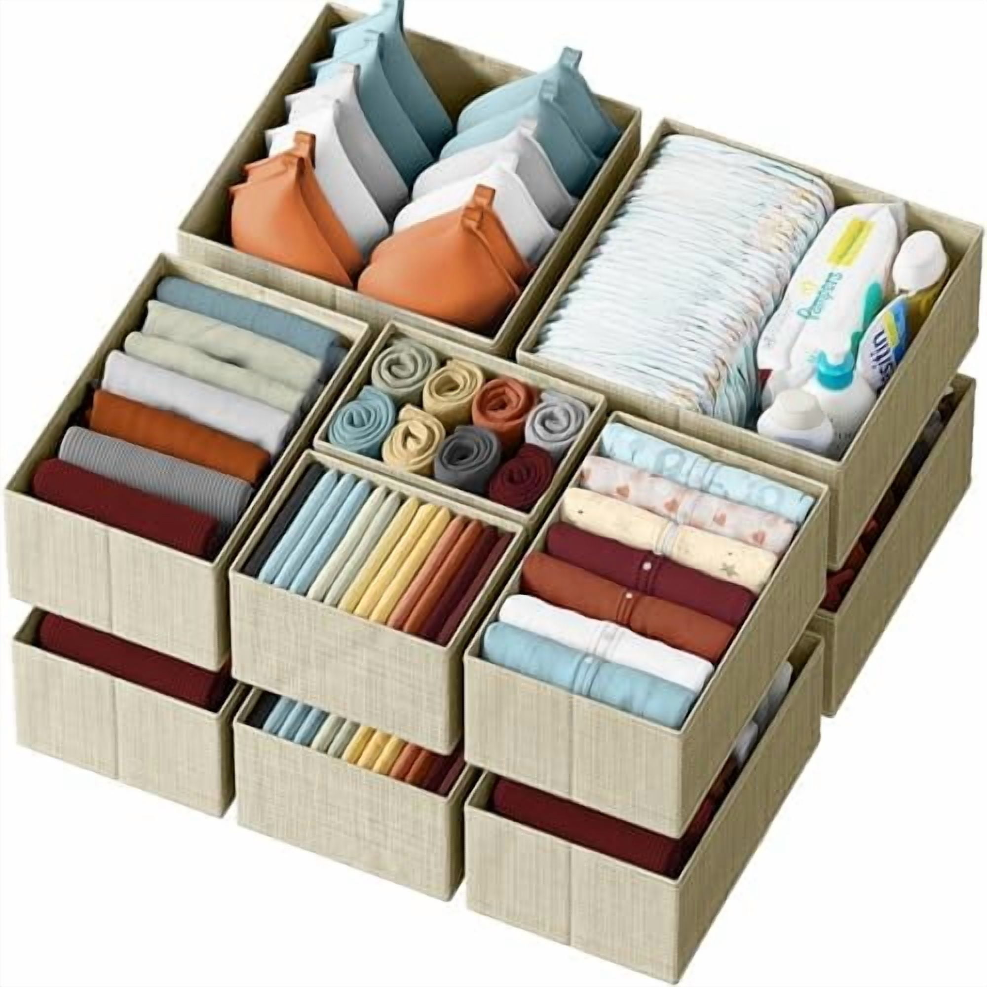 Drawer Organizer Clothes Set of 12 Beige - Dresser Organizer For ...