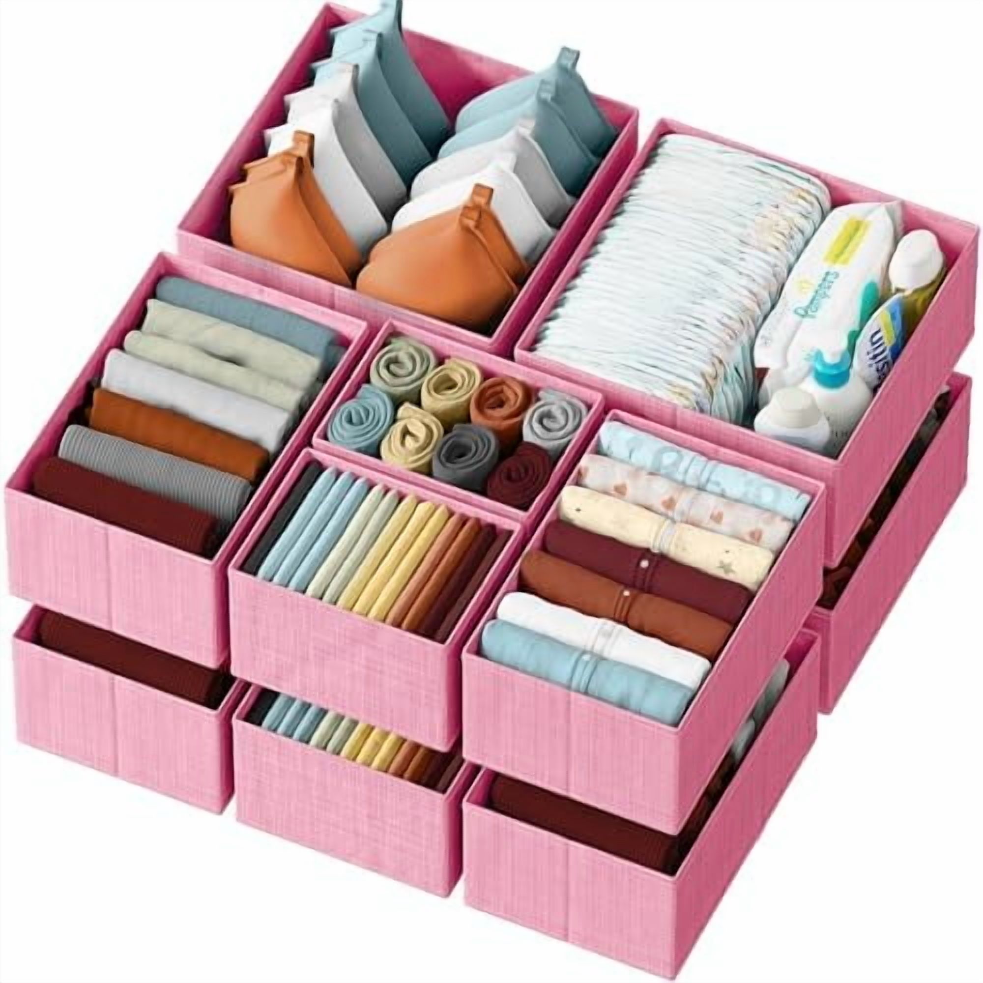 Drawer Organizer Clothes Set of 12 White-Grey - Dresser Organizer For ...