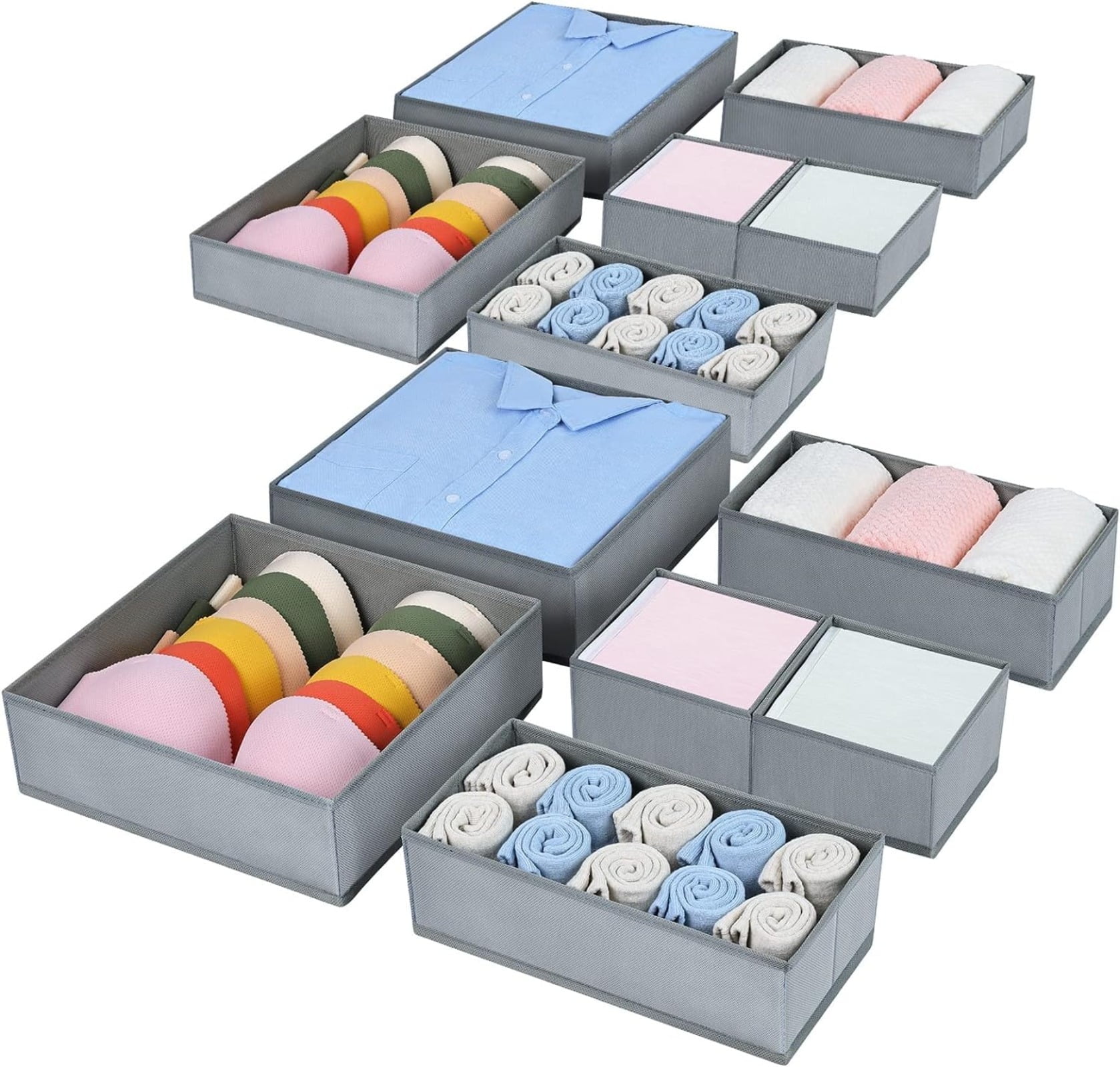 LEFE Drawer Organizer for Clothing, 12 Pack Sock Underwear Drawer ...