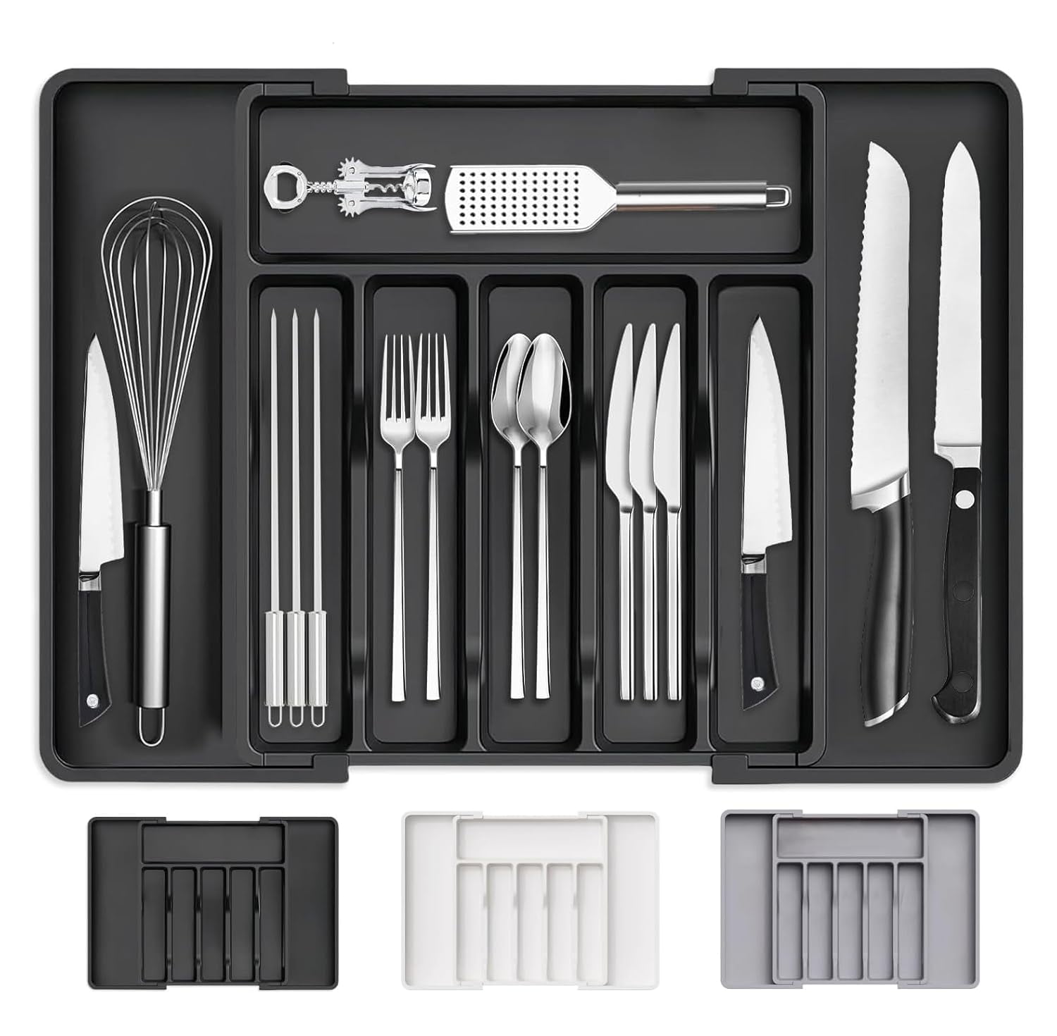 Drawer Organizer Expandable Utensil Organizer for Kitchen Drawers ...
