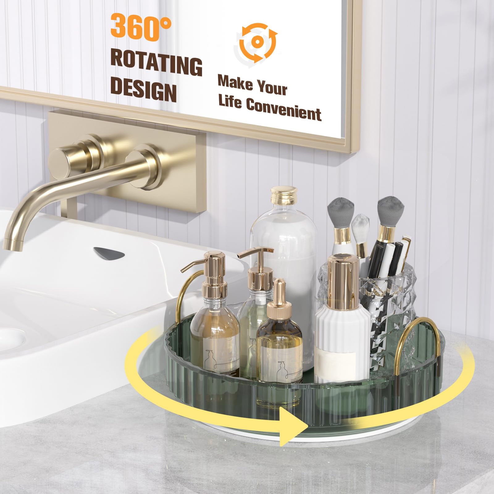 Drawer Organizer Floating Shelves Computer Desk 1-Tier Rotate Bathroom ...