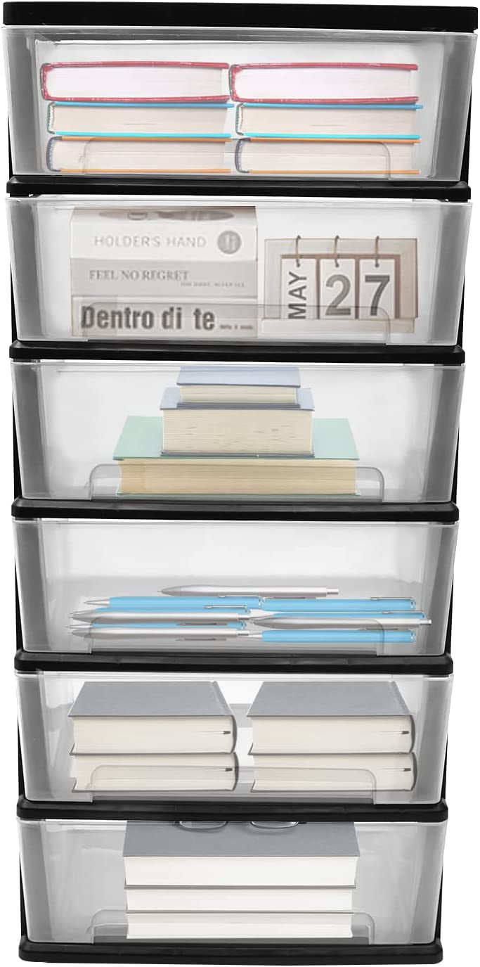 Drawer Organizer for Office, 6 Tier Plastic Rolling Storage Cabinet ...