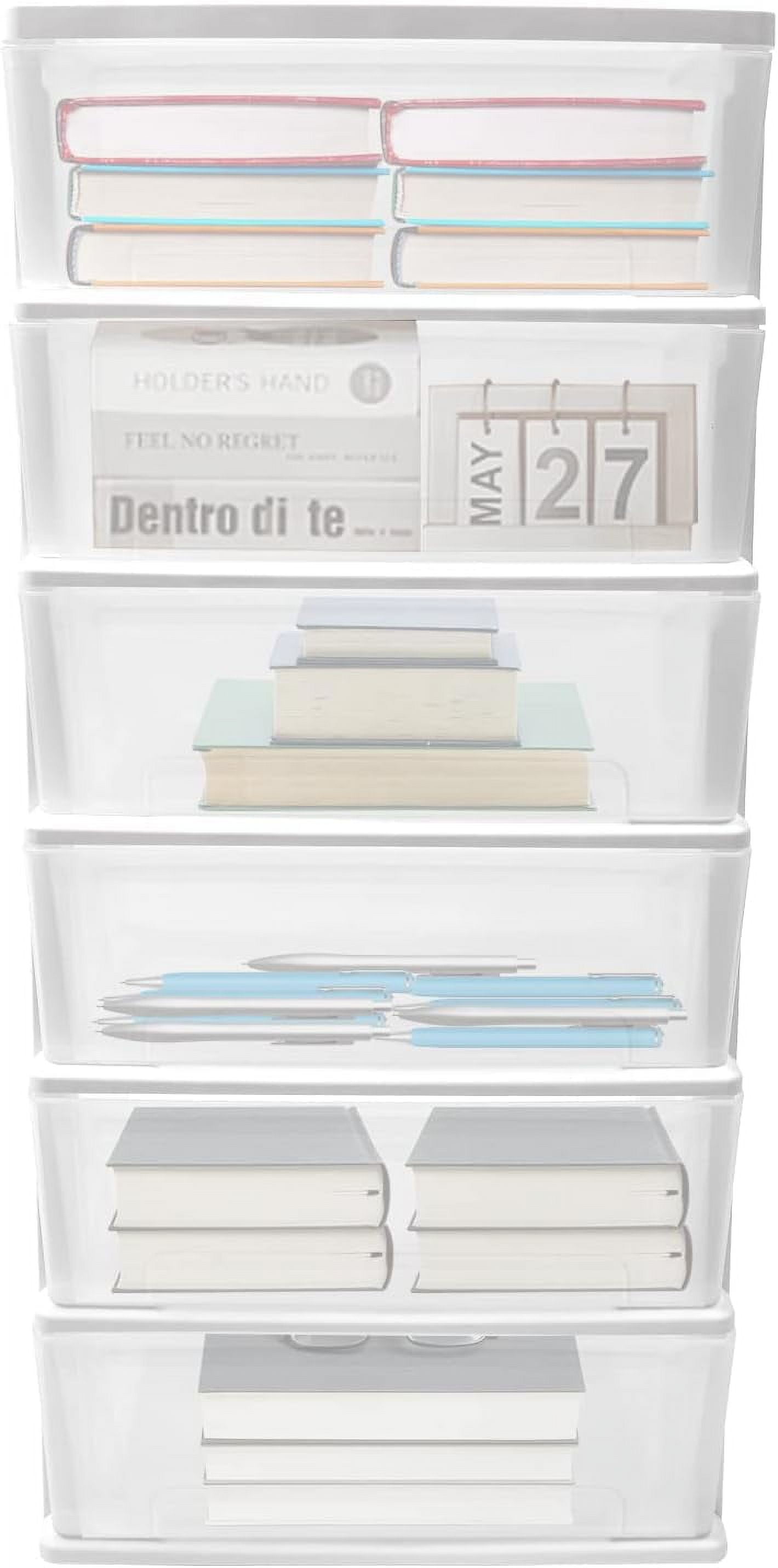 Drawer Organizer for Office, 6 Tier Plastic Rolling Storage Cabinet ...