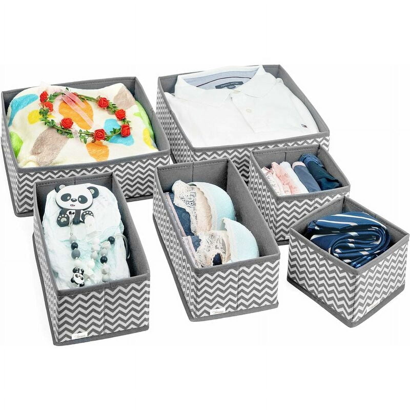Drawer Organizer - Set of 6 Foldable storage compartments for socks ...