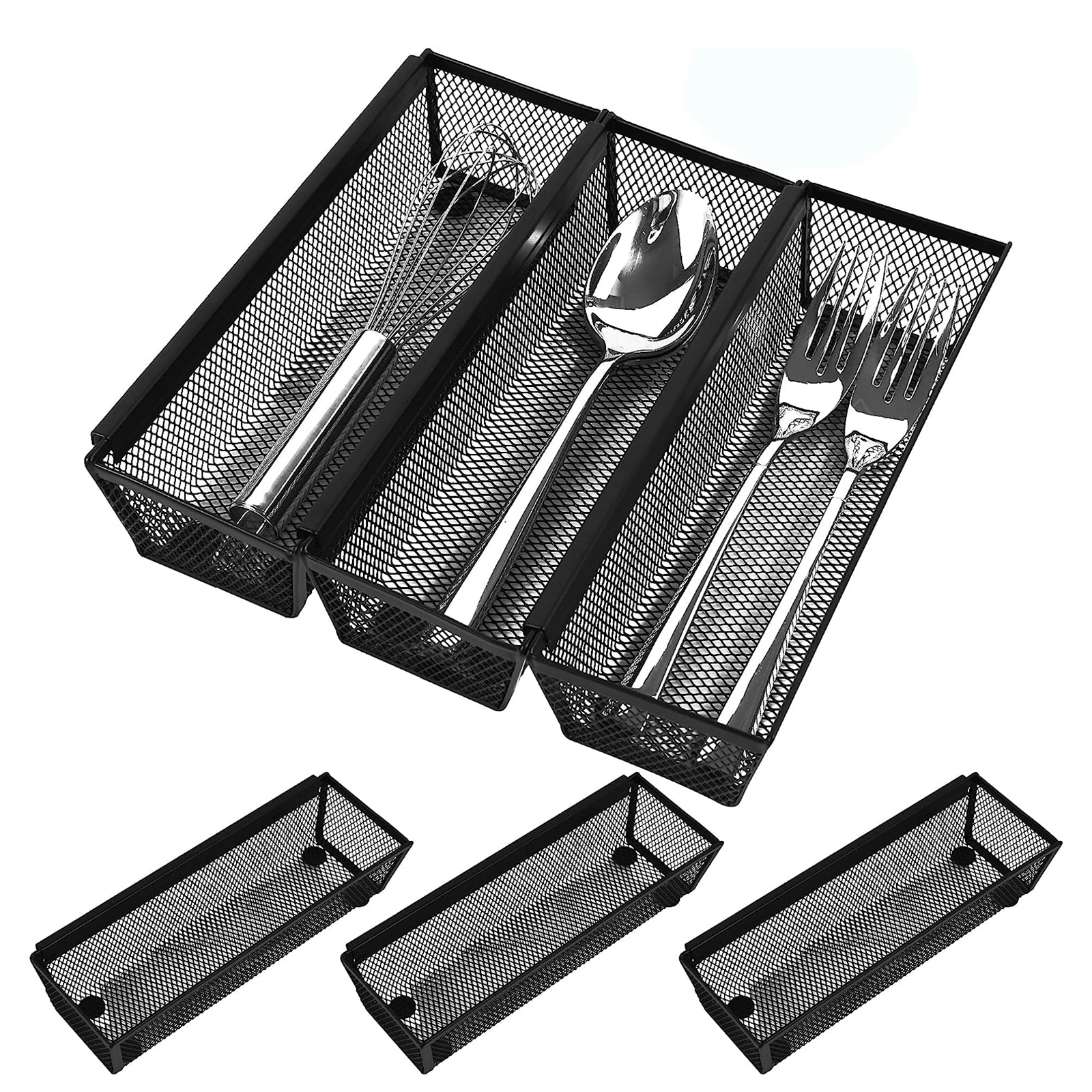 Drawer Organizer, Silverware Drawer Organizer for Kitchen, Utensil Mesh ...
