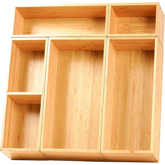 Drawer Organizer Storage Boxes, 2.5" High Bamboo Drawer Dividers, 5 ...