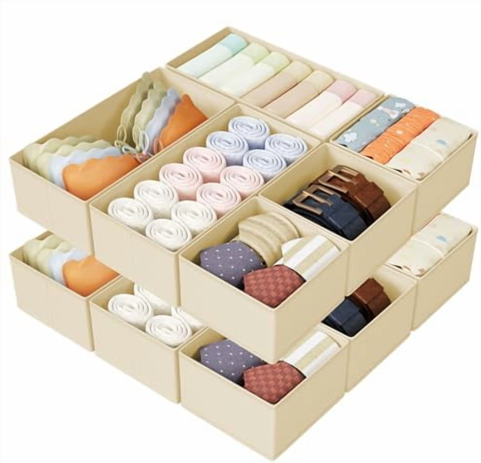 Drawer Organizers Clothes, Set of 14 Dresser Organizer Bins, Fabric ...
