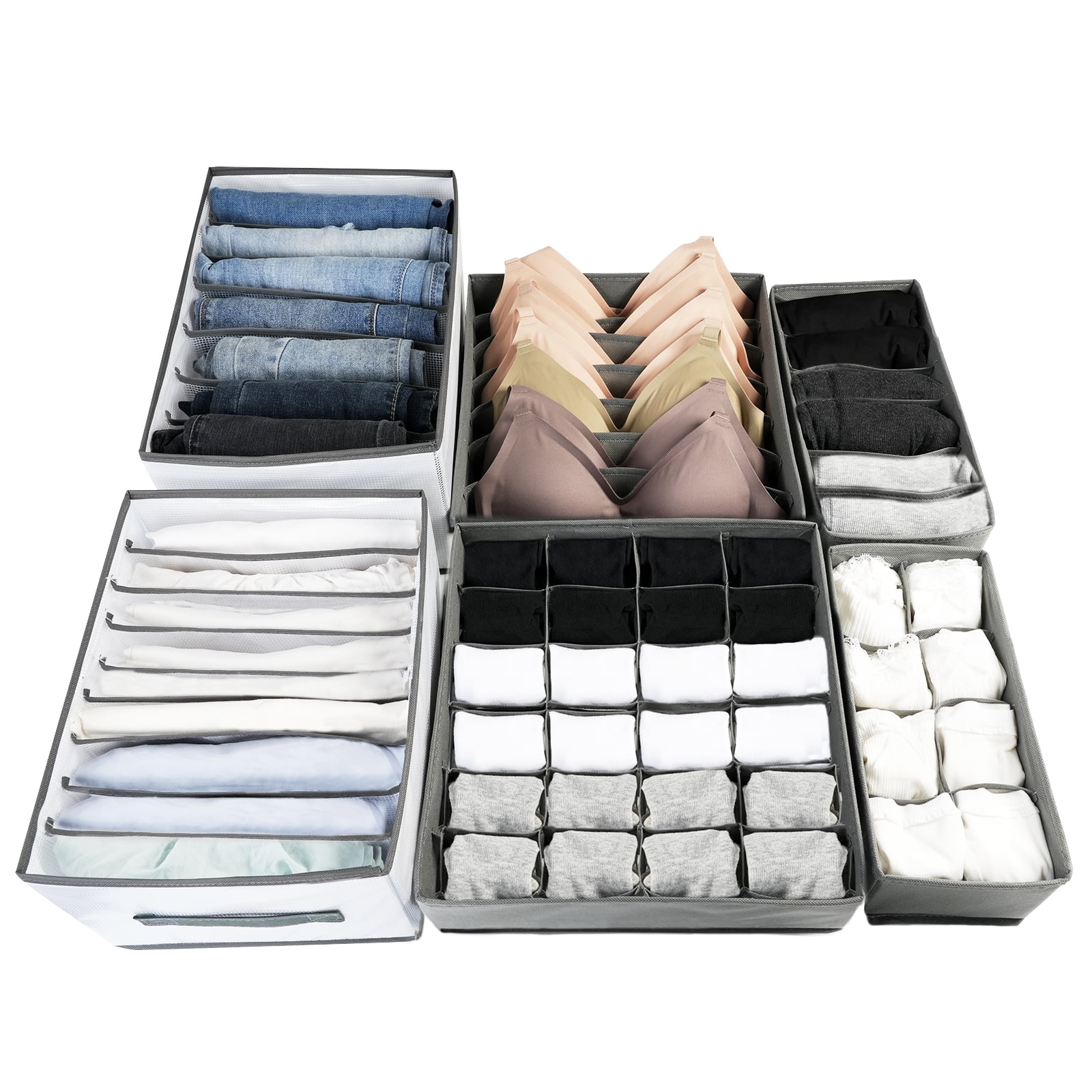 Drawer Organizers for Clothing, 6 Pack Foldable Fabric Underwear Drawer ...