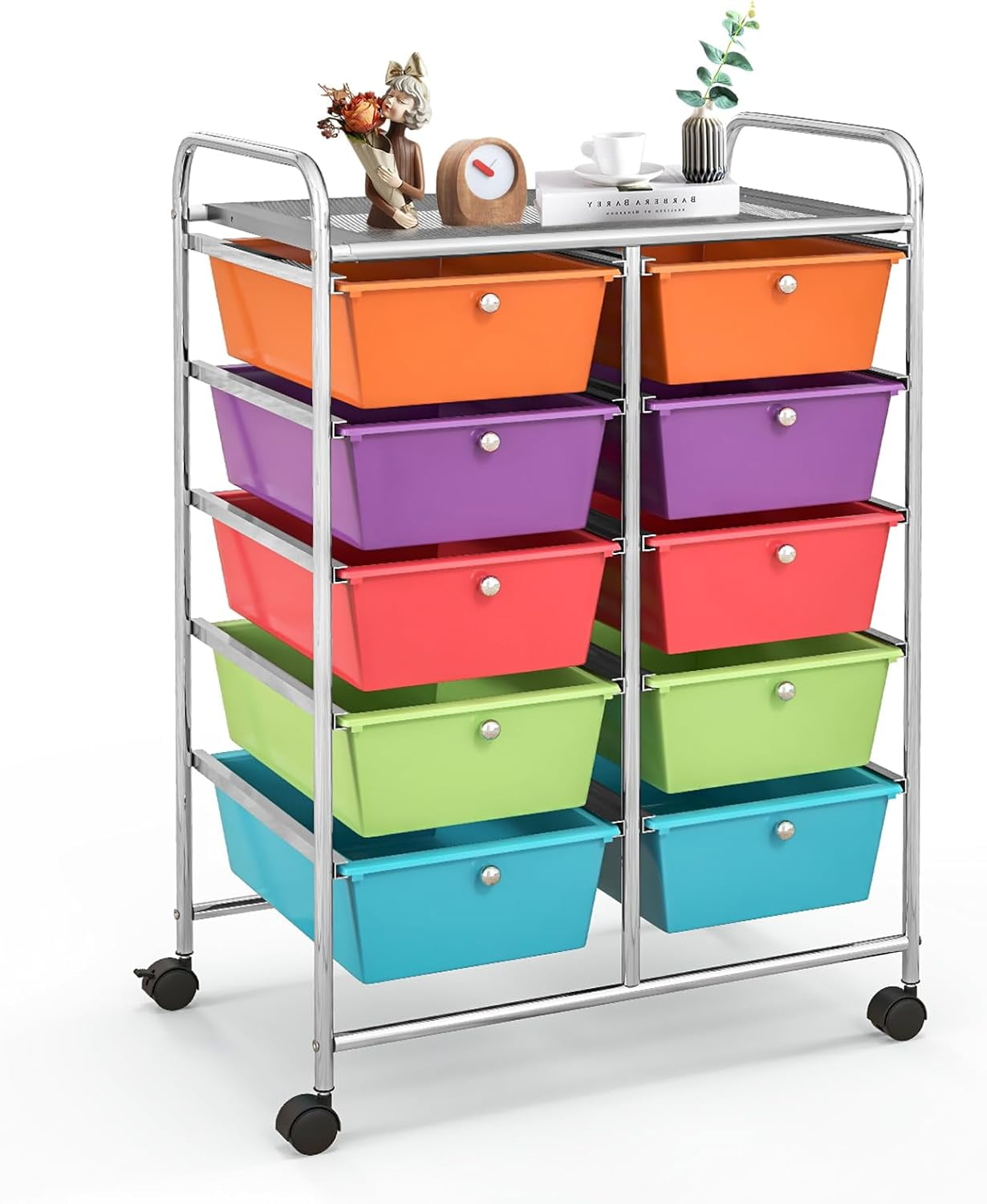 Drawer Rolling Storage Cart, Multipurpose Art Craft Organizer on Wheels ...