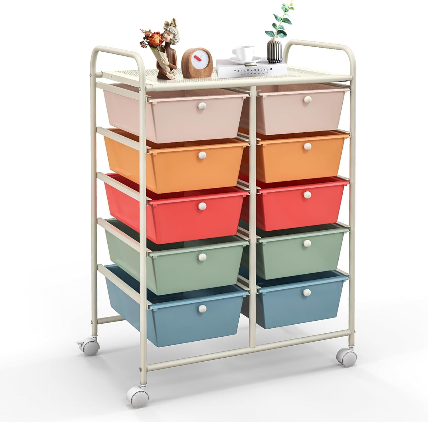Drawer Rolling Storage Cart, Multipurpose Art Craft Organizer on Wheels ...