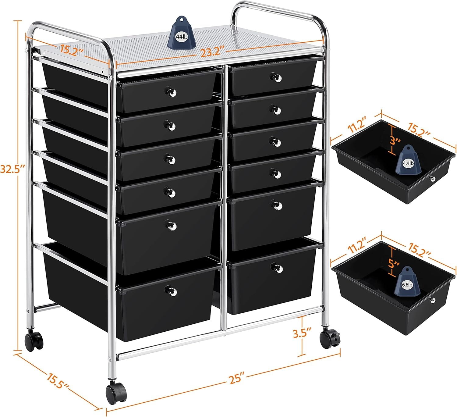 Drawer Rolling Storage Cart Multipurpose Movable Organizing Cart Tool ...