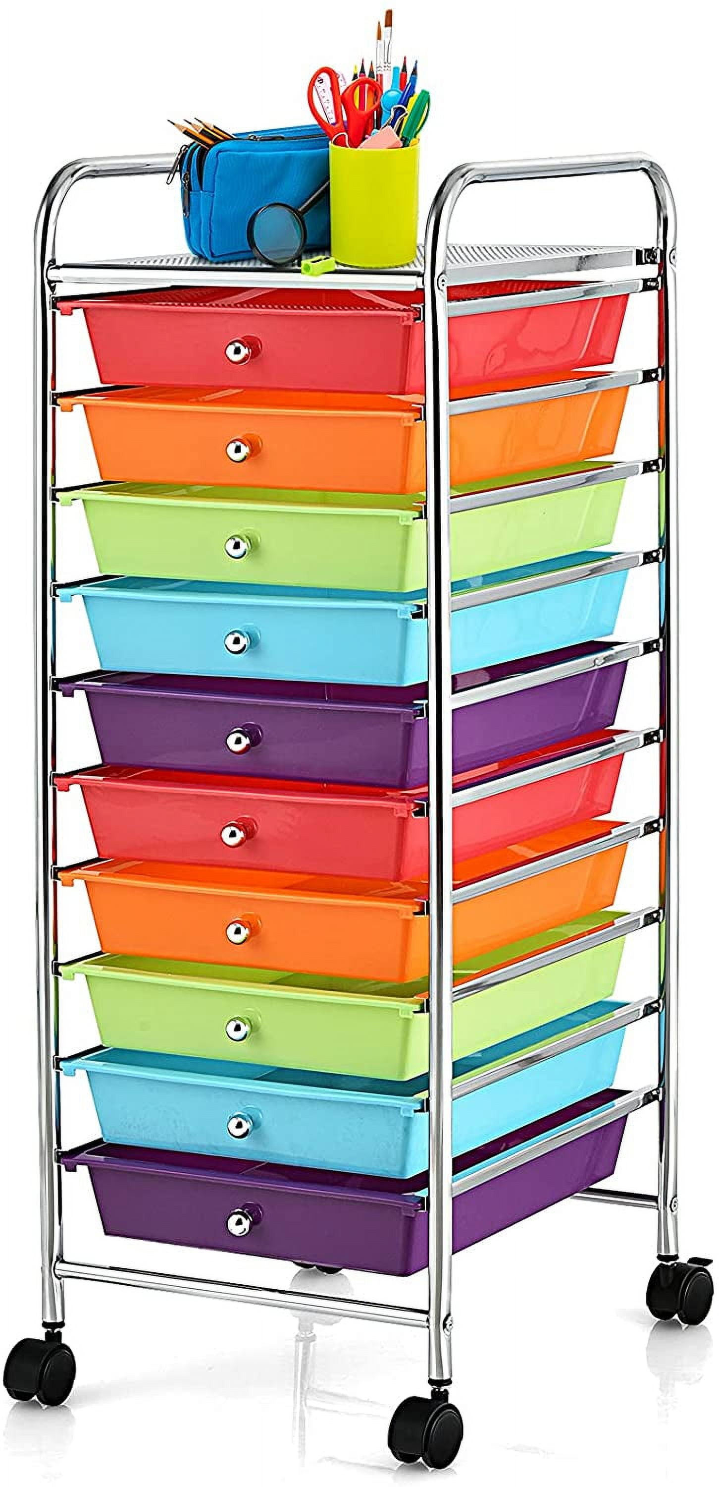 Drawer Rolling Storage Cart, Multipurpose Utility Cart Mobile Craft ...