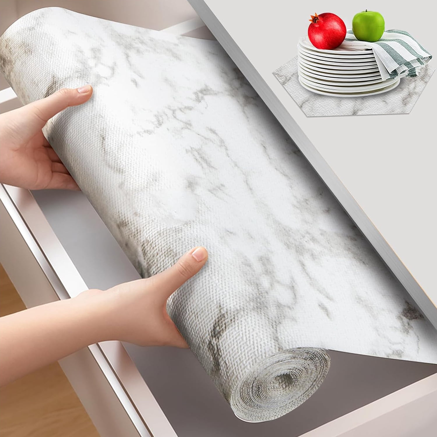 ZFITEI Drawer and Shelf Liner, White Marble, 12 in x 30 ft Waterproof ...