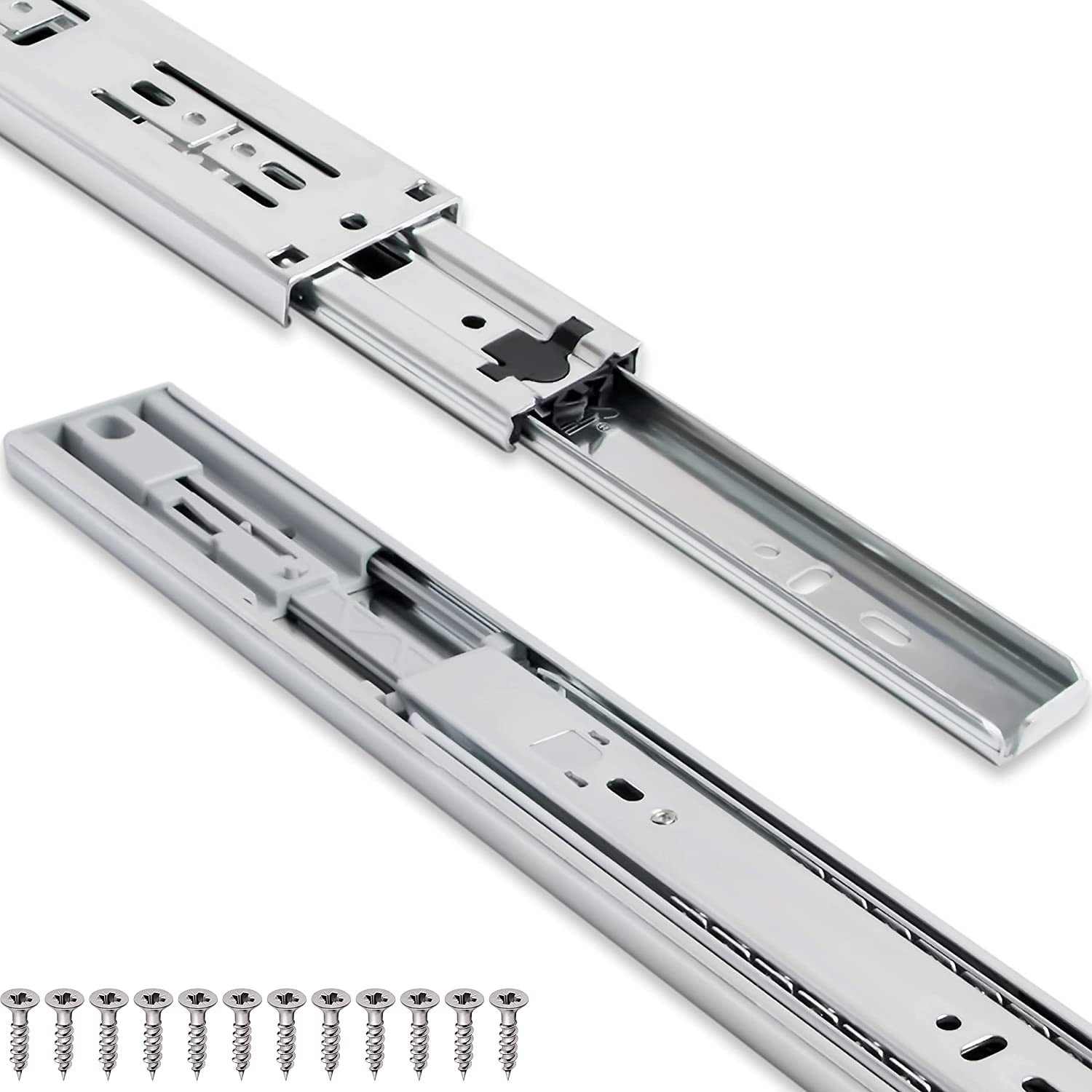 Drawer Slides (1 Pair, 14 Inch 350mm) Push to Open Side Mount Bearing 3 ...