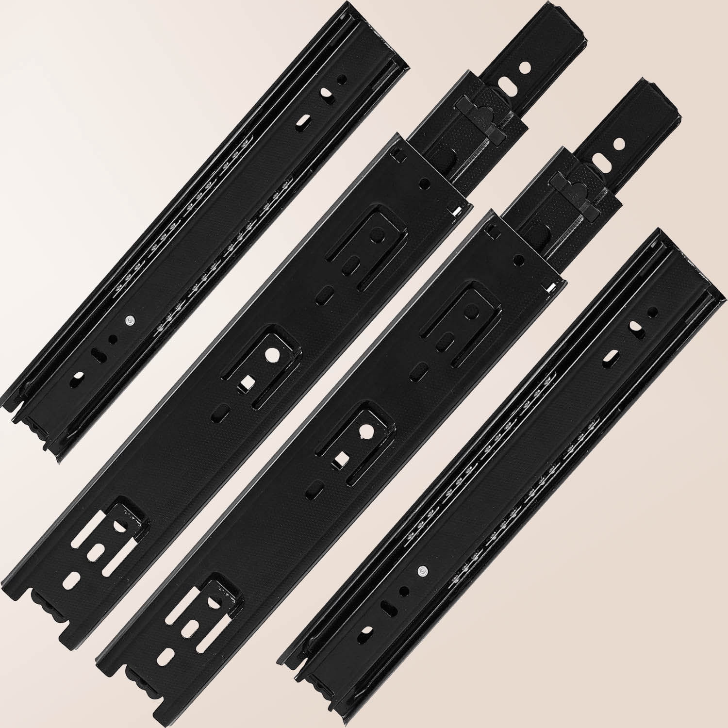 Drawer Slides 2 Pairs Black Full Extension Ball Bearing, Metal Dresser ...