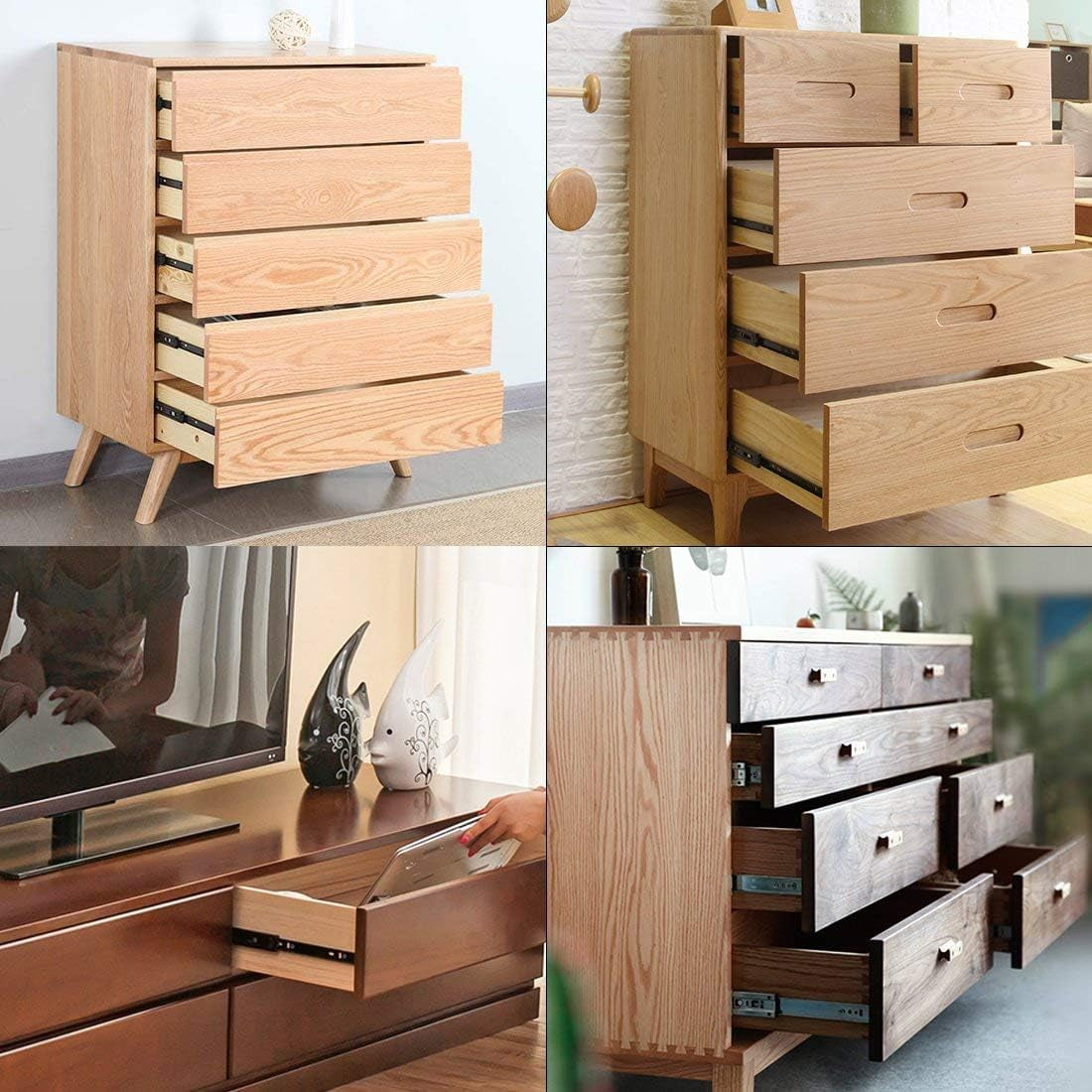 Drawer Slides Ball Bearing Full Extension 3 Section Slide Track ...