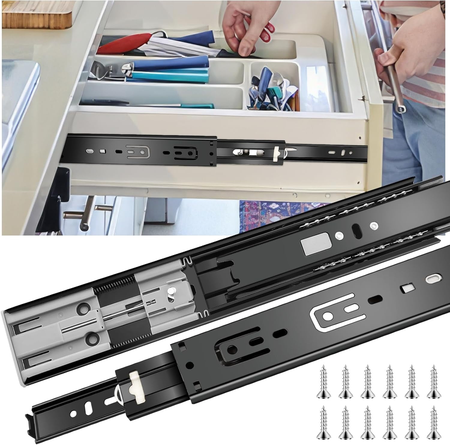 Drawer Slides Soft Close Full Extension Side Mount Cabinet Drawer ...