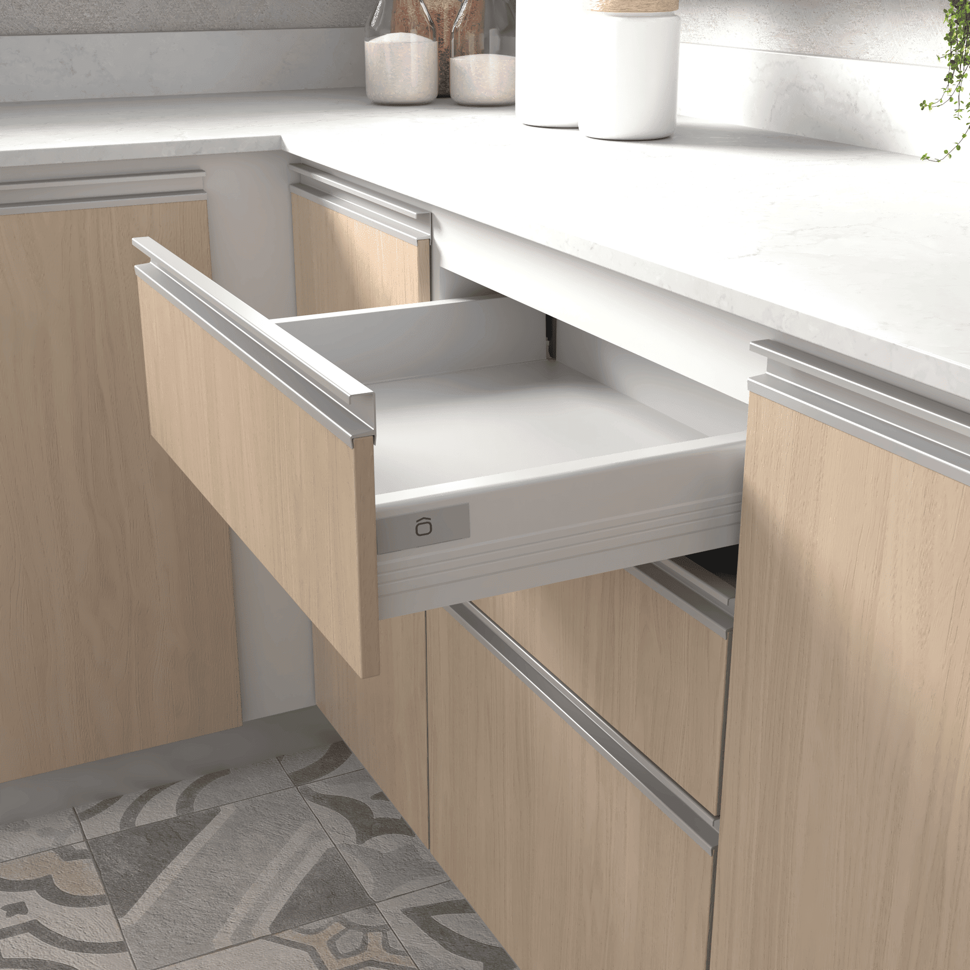 Drawer Slides Soft Close Side Mount White 1 Pair - Full Extension Rails ...