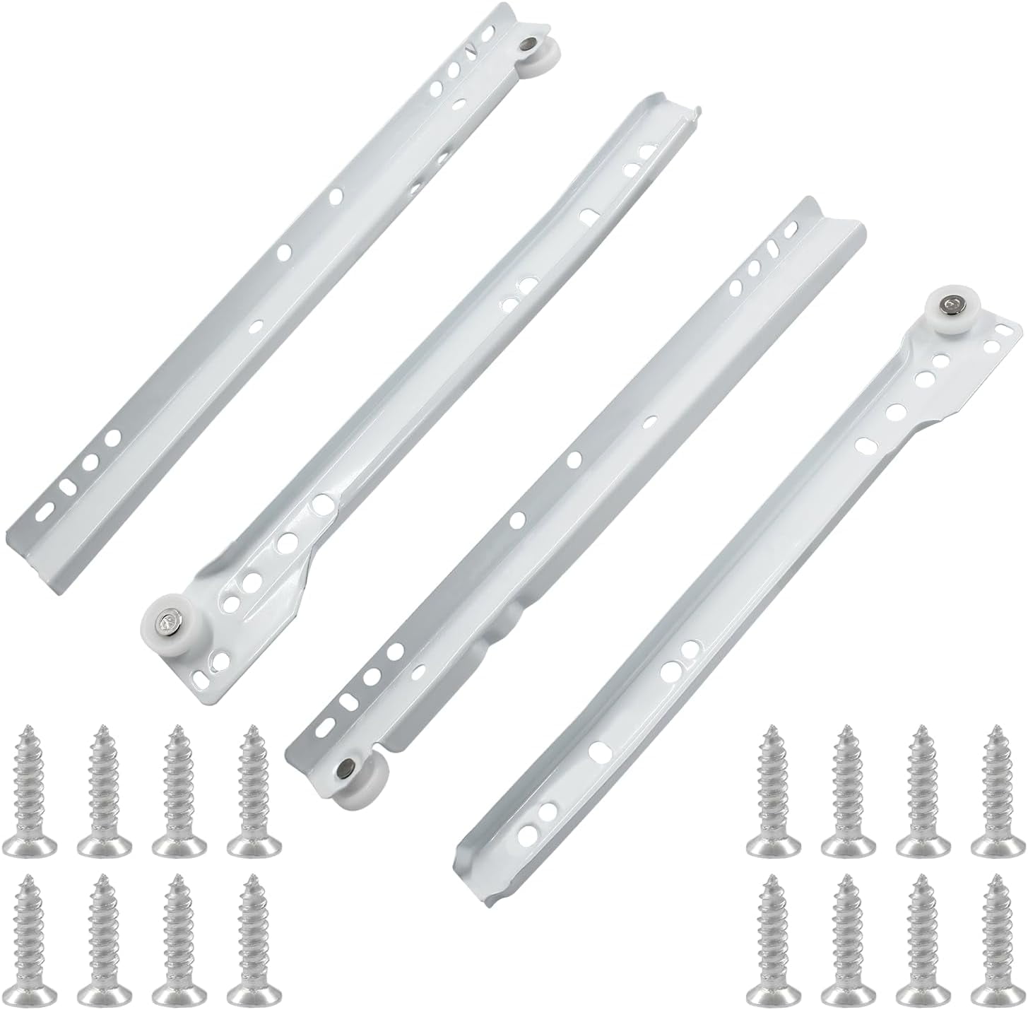 Drawer Slides, White Coated Steel Drawer Track, Removable Bottom Mount ...
