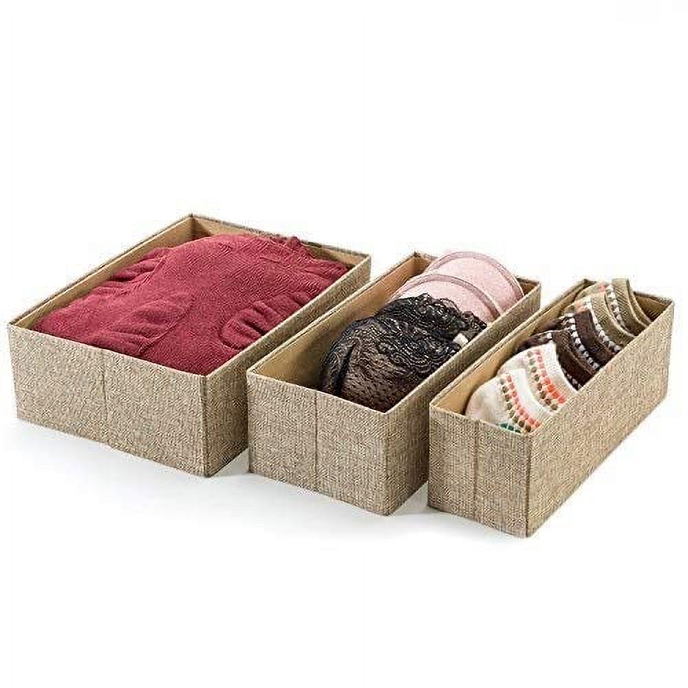 Drawer Storage Bins, Set of 3, Decorative Closet Organizer Bins Fabric ...