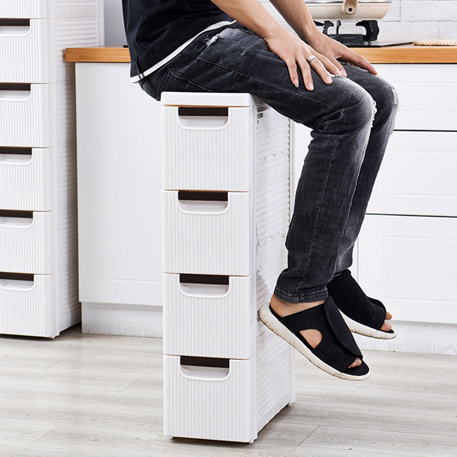 Drawer Storage Cabinet with Invisible Wheels Stackable Design Large ...