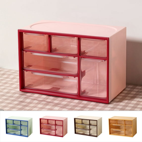 Drawer Style Desktop Storage Box, Jewelry Cabinet Organizer With Six ...
