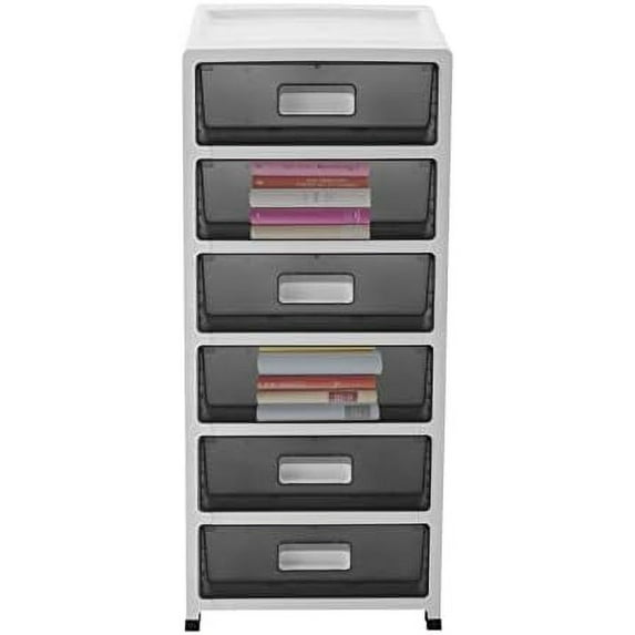 Drawer Tower, 6-Tier Clear Plastic Storage Organizer Stacking Drawers PP 6 Drawer Storage Unit ...