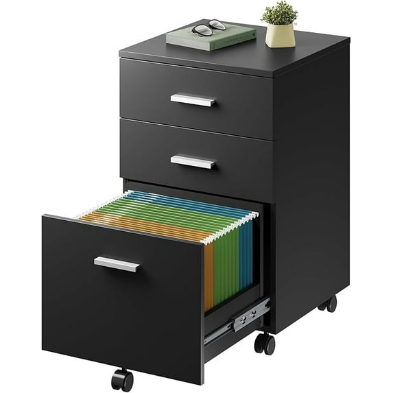 Drawer Wood Mobile File Cabinet, Rolling Filing Cabinet for Letter/A4 ...