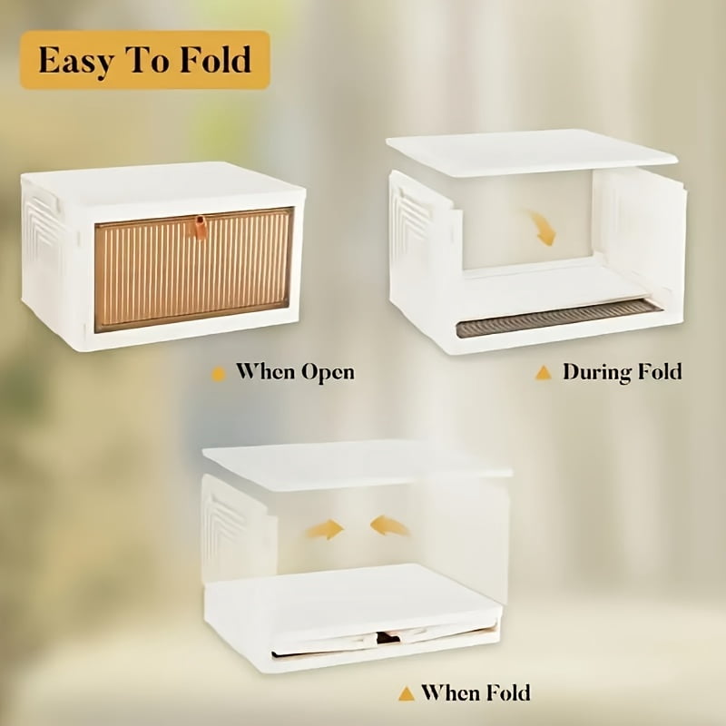 Drawer-like Container - Folding Magnetic White Plastic Storage Box with ...