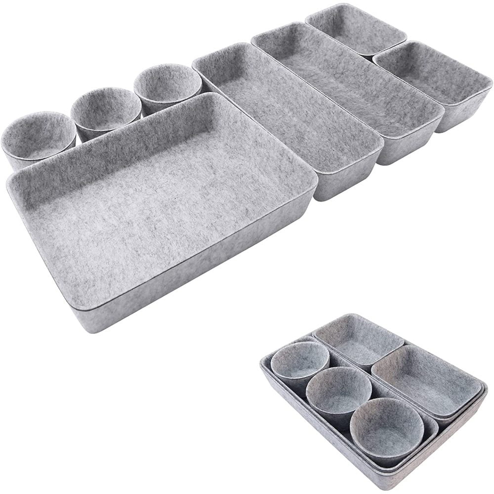 Drawer organizer tray, a set of 8 felt table top organizer boxes ...