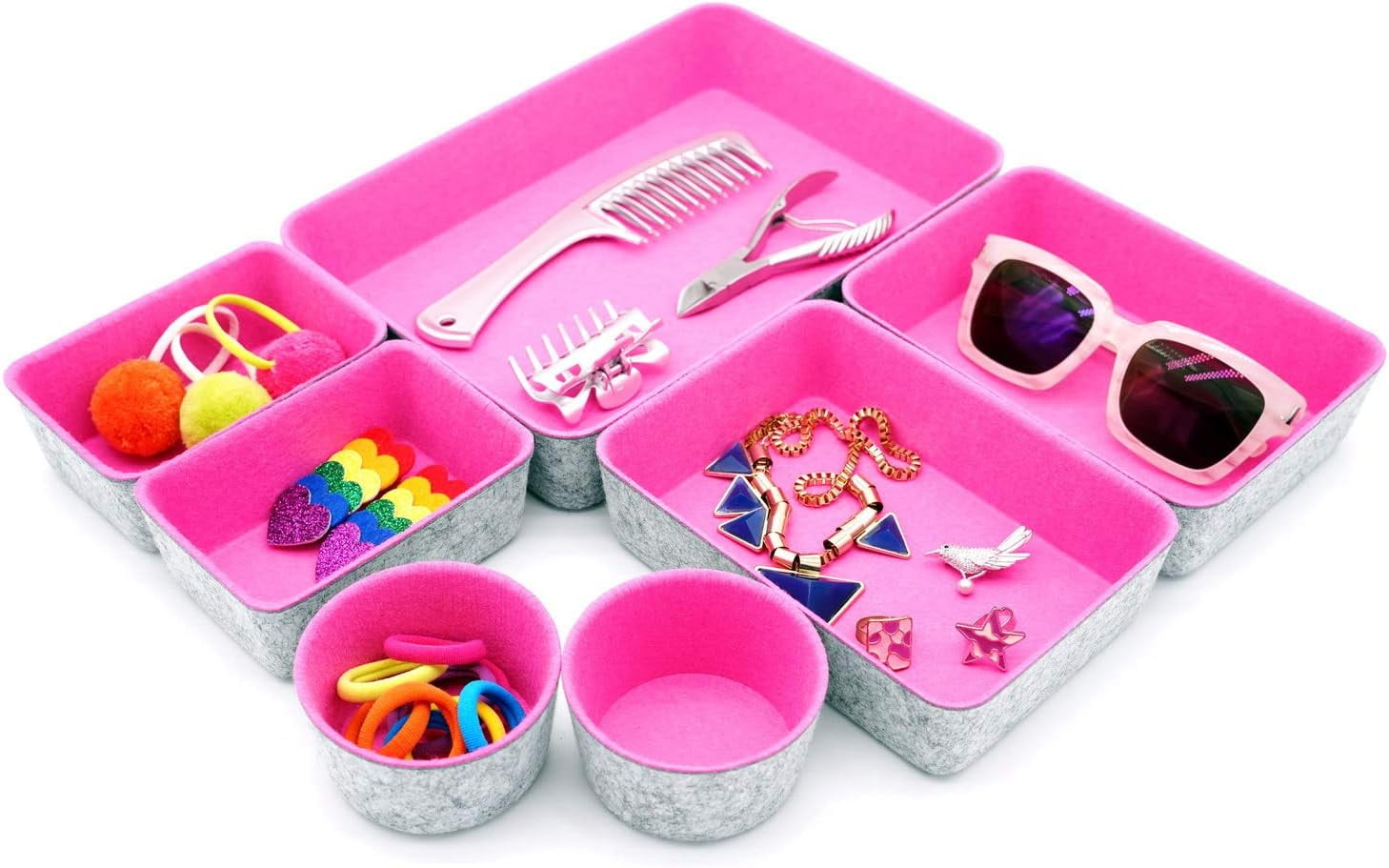 Drawer organizers bins felt trays desk storage dividers small round ...