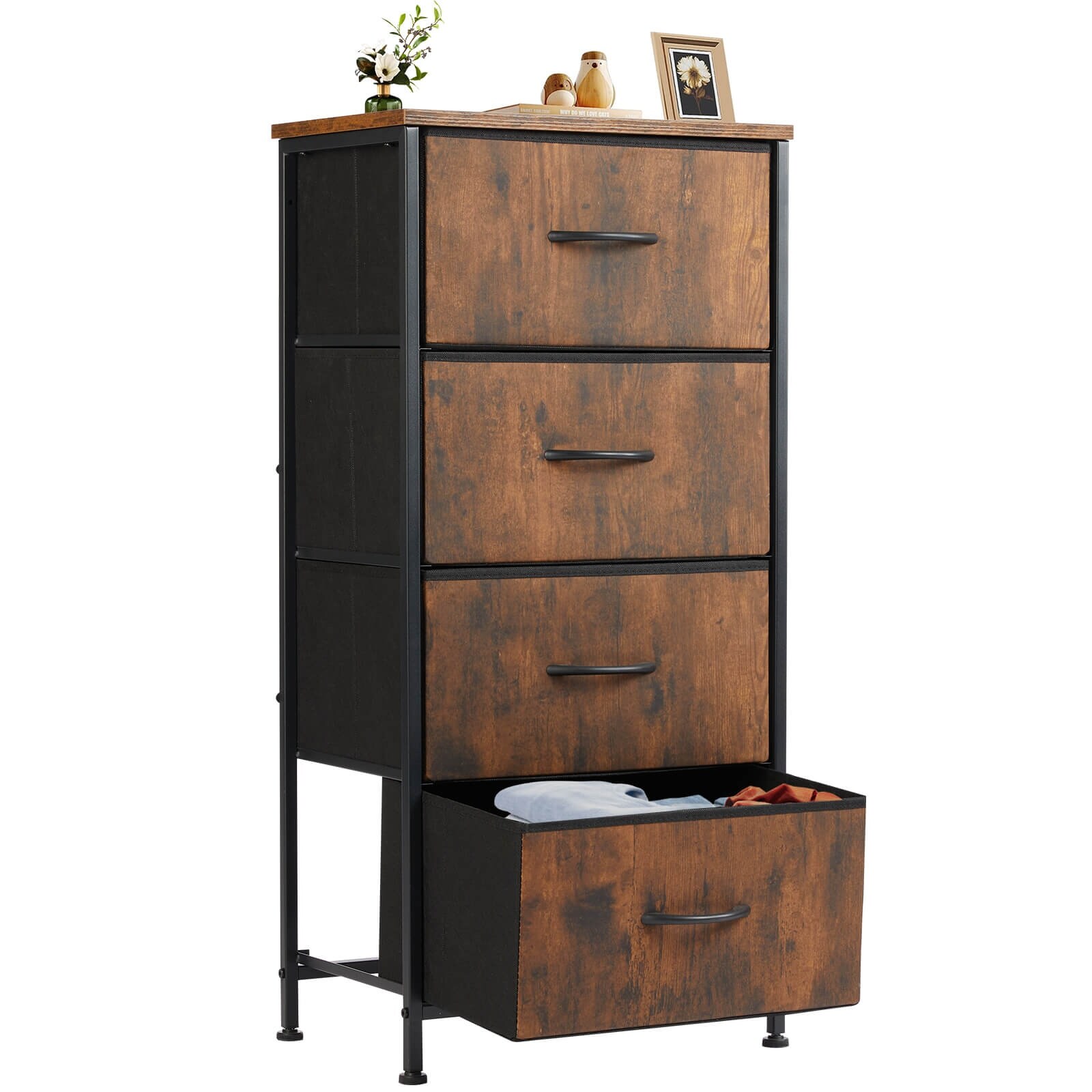 Drawers Dresser Chest of Drawers,Metal Frame and Wood Top,4bc, Brown ...
