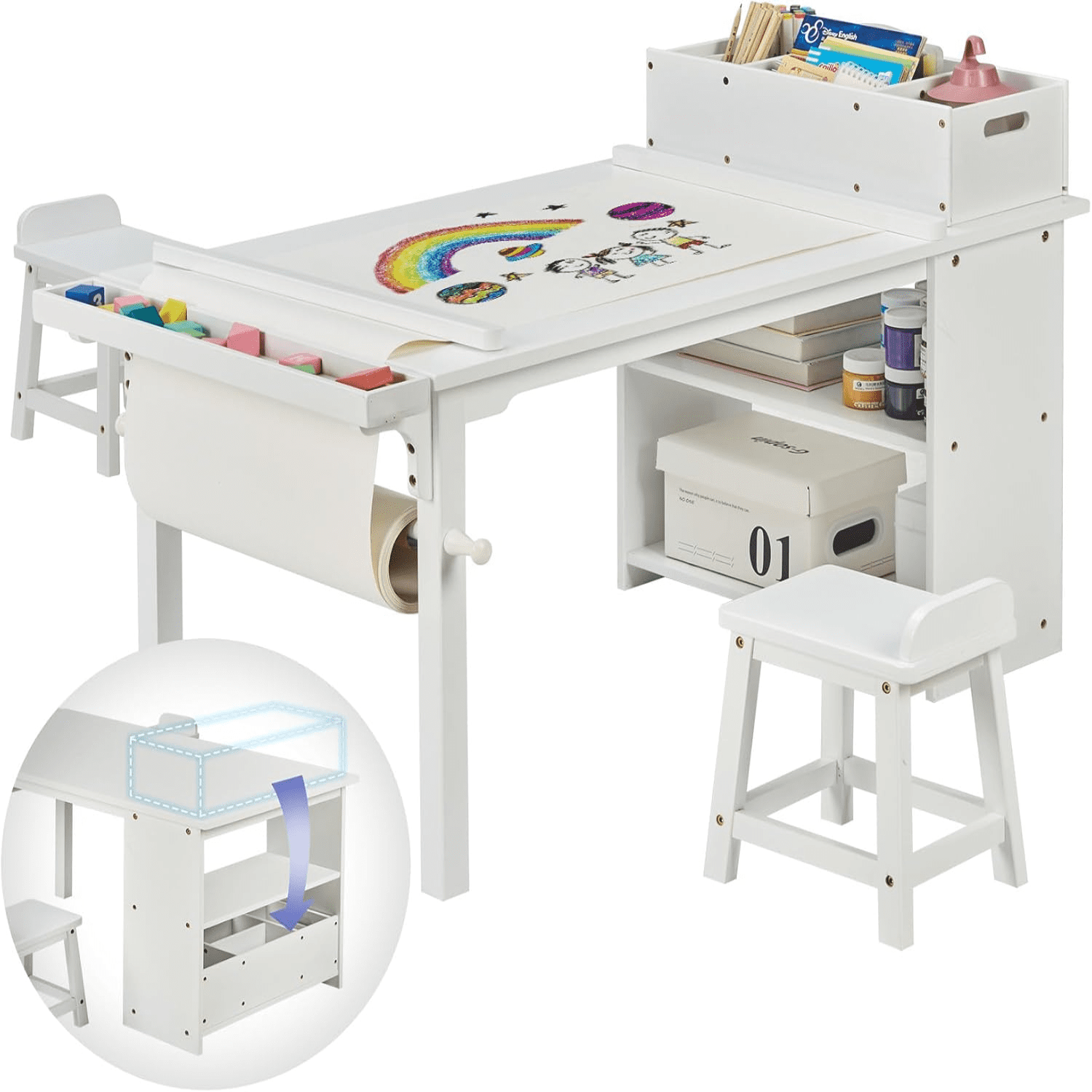 Drawing and Art Table & Chair Set for Toddlers - Portable Craft ...