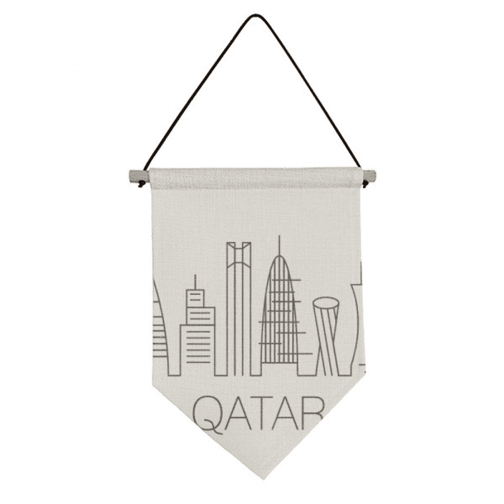 Drawing City Qatar Landmark Canvas Flag Hanging Wall Art Decor Banner ...