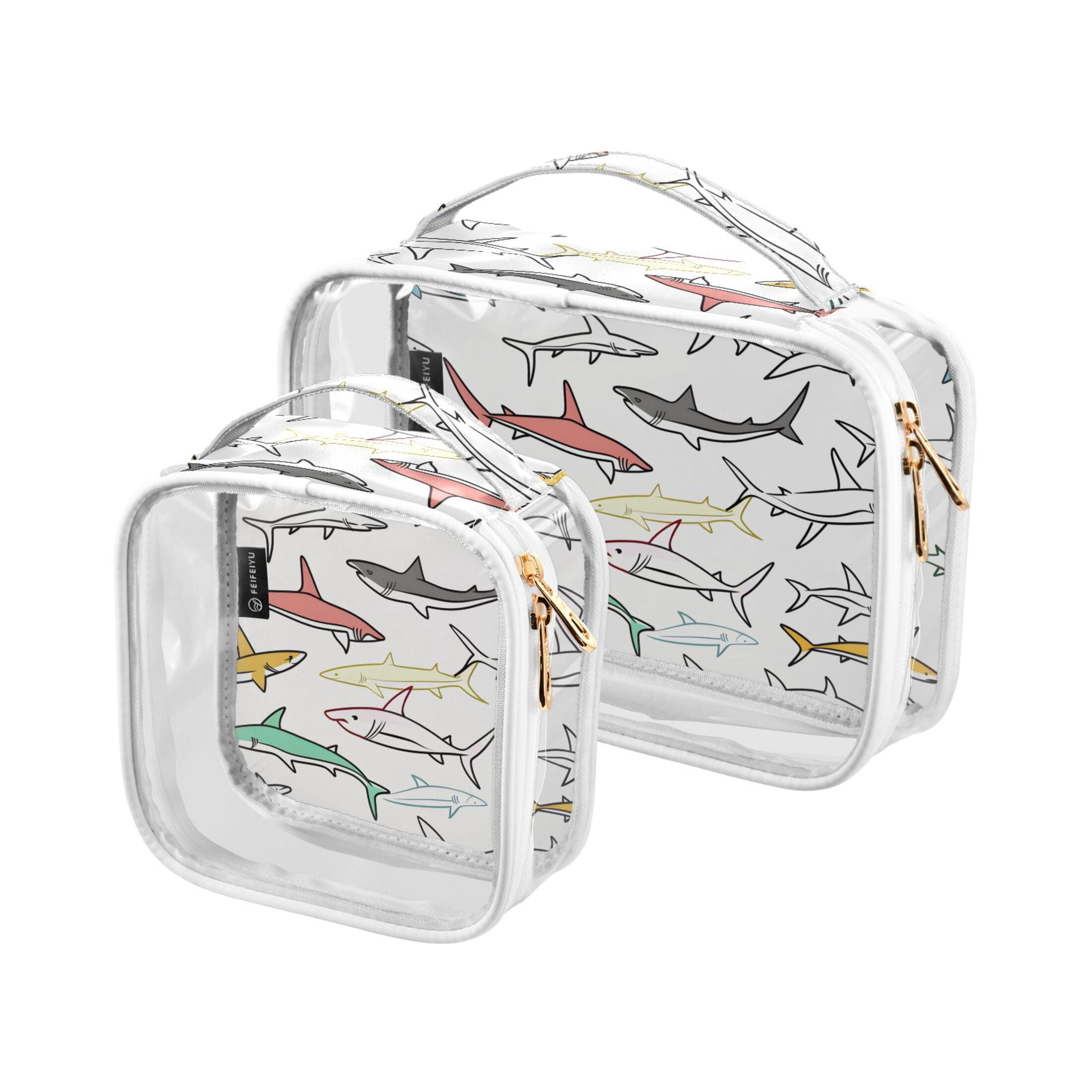 Drawing Fishes Doddle Style Makeup Bags Portable Toiletry Bags Cosmetic ...