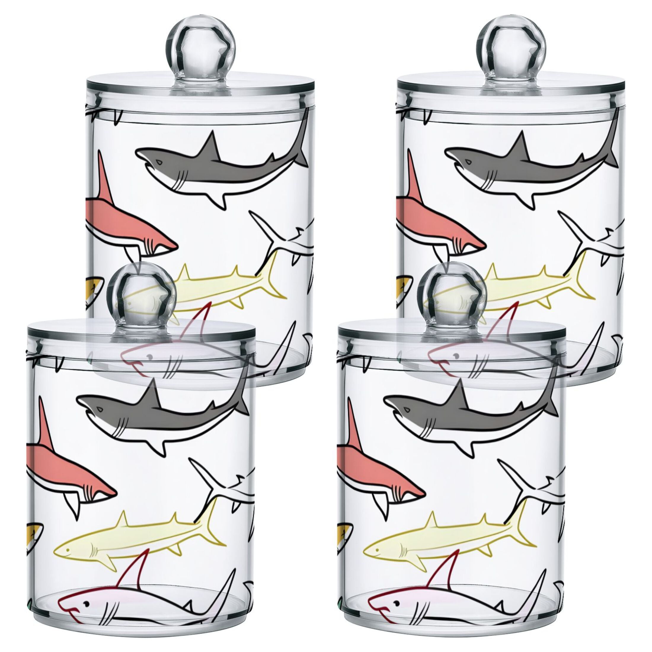 Drawing Fishes Doddle Style Translucent Plastic Cans Storage Canisters ...