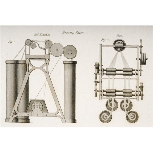 Drawing Frame End Elevation At Left & Plan At Right Drawn by J.W. Lowry ...