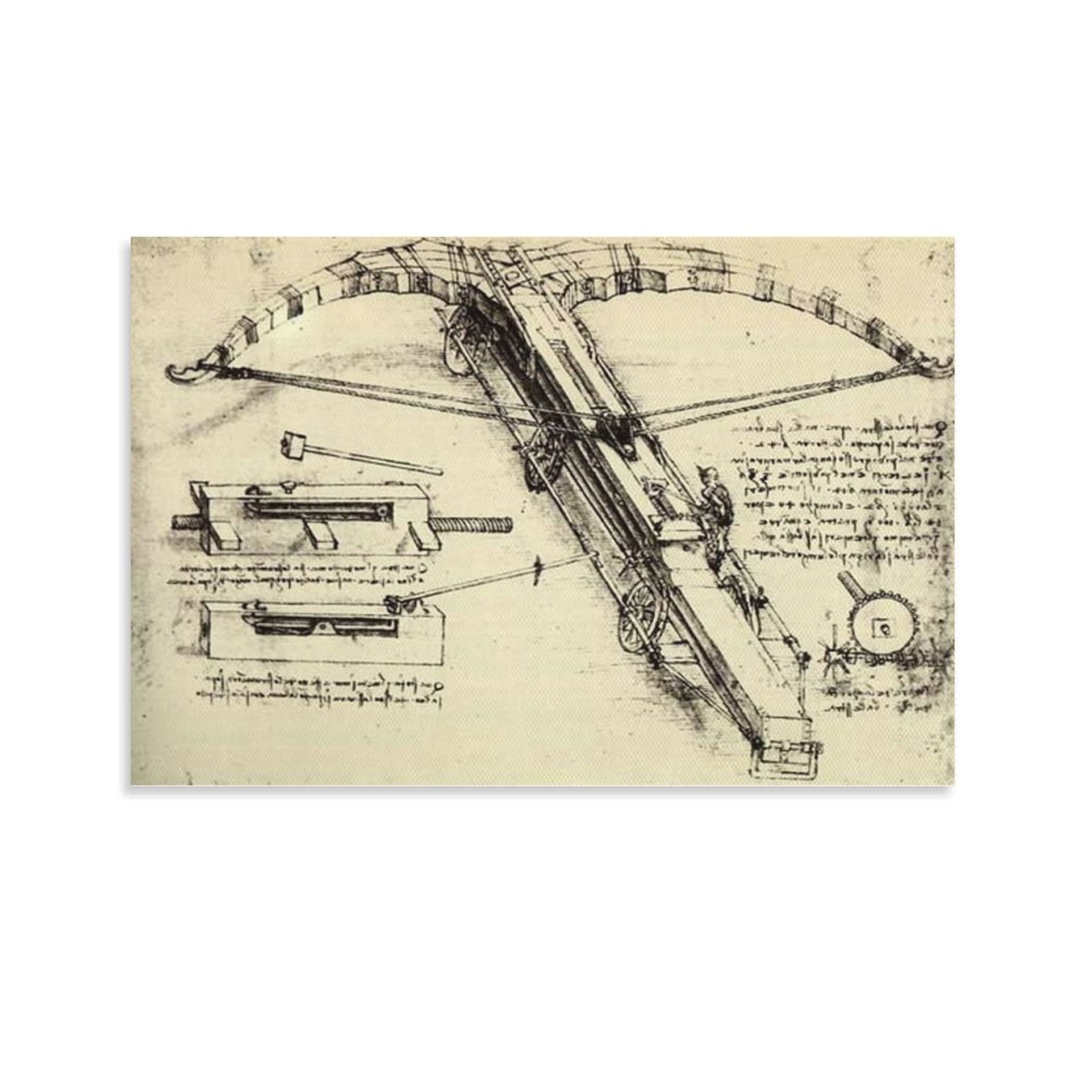 Drawing of Giant Crossbow by Leonardo Da Vinci Posters Picture Print ...