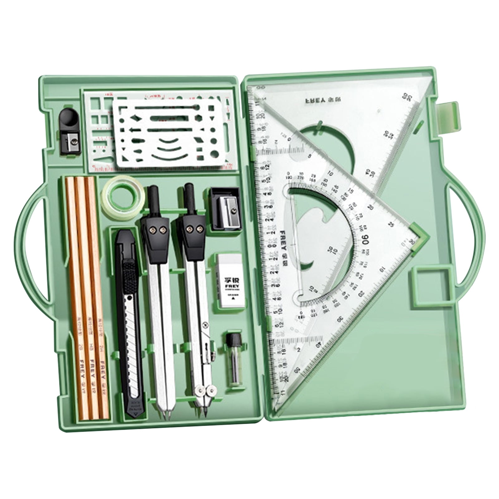 Drawing Kit, 16 Pieces Professional Geometry Set with Metal Rulers ...