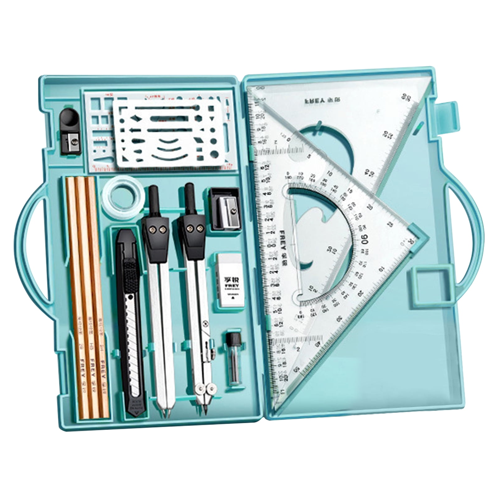 Drawing Kit, 16 Pieces Professional Geometry Set with Metal Rulers ...